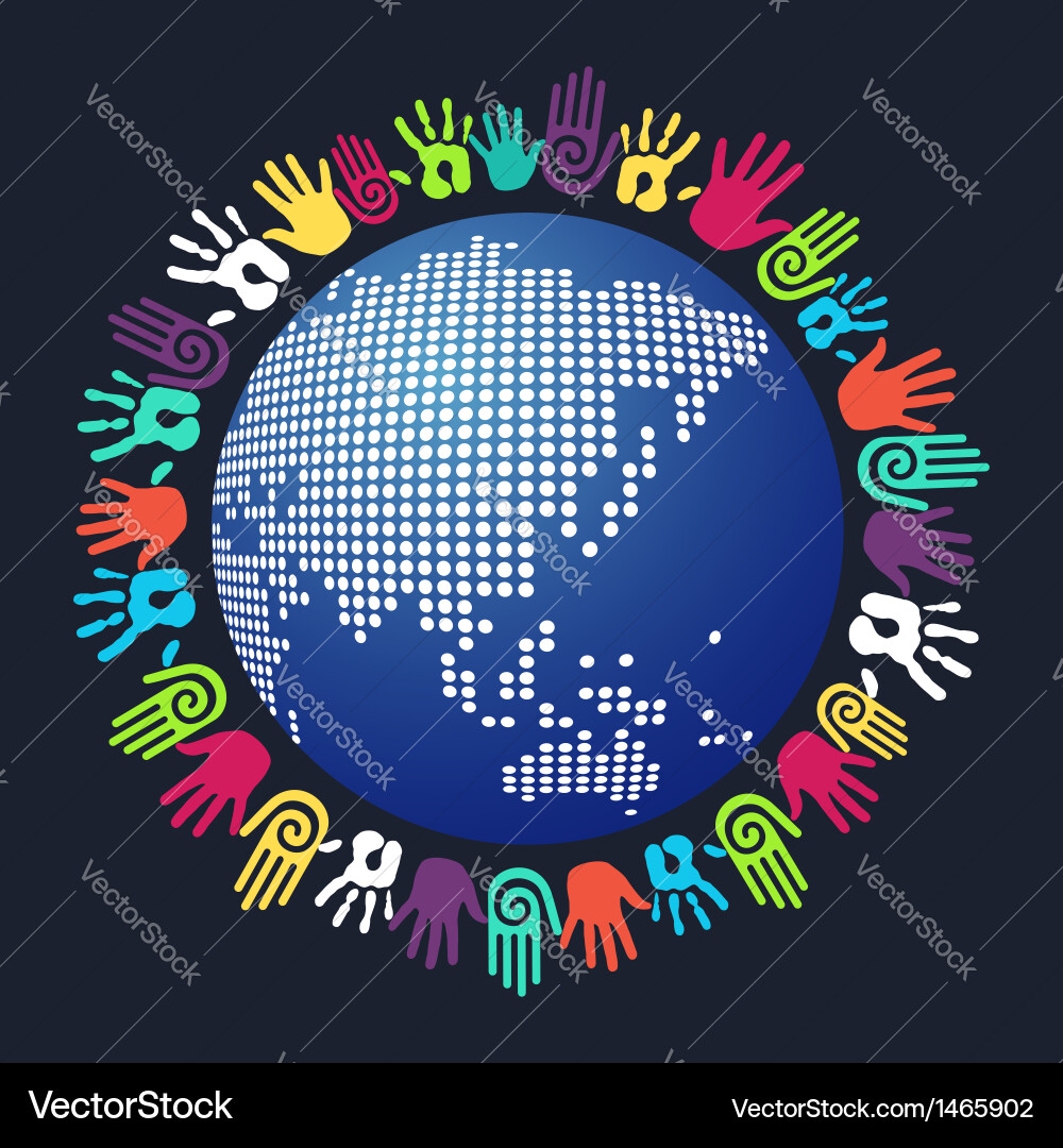 Vielfalt menschliche Hand asiatische Welt Vektorbild