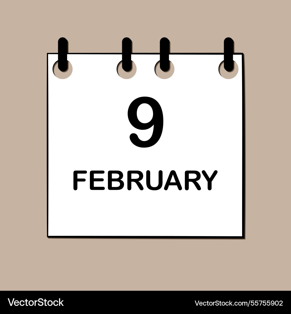 February 9 daily calendar icon for design simple Vector Image