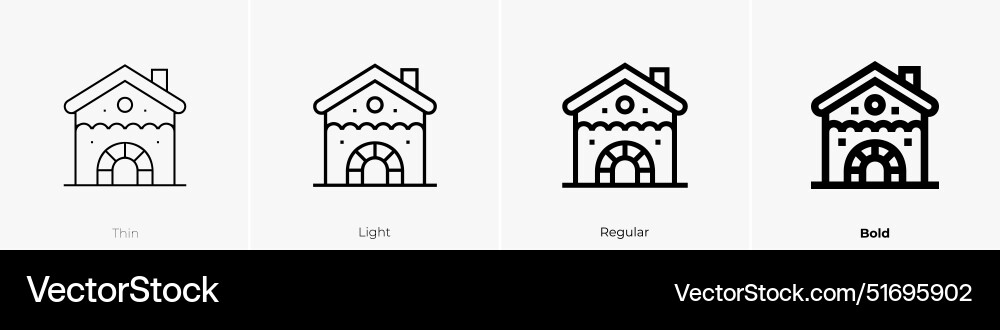 Gingerbread house icon thin light regular Vector Image