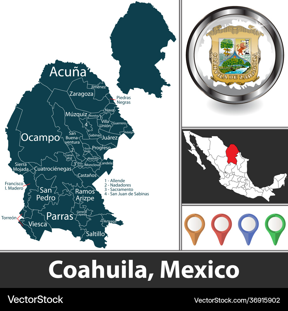 Coahuila Mexico Map Coahuila State Map Flag, Mexico" Poster For Sale