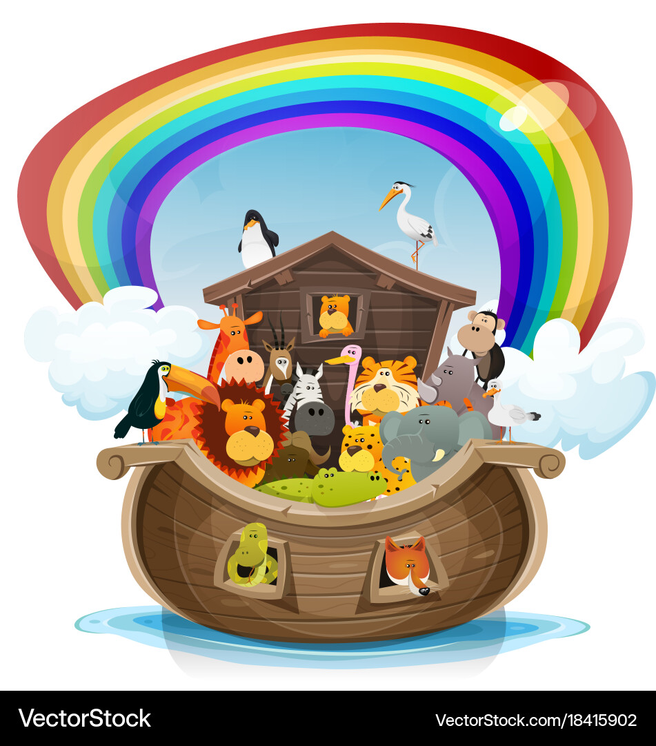 Noahs ark with rainbow Royalty Free Vector Image