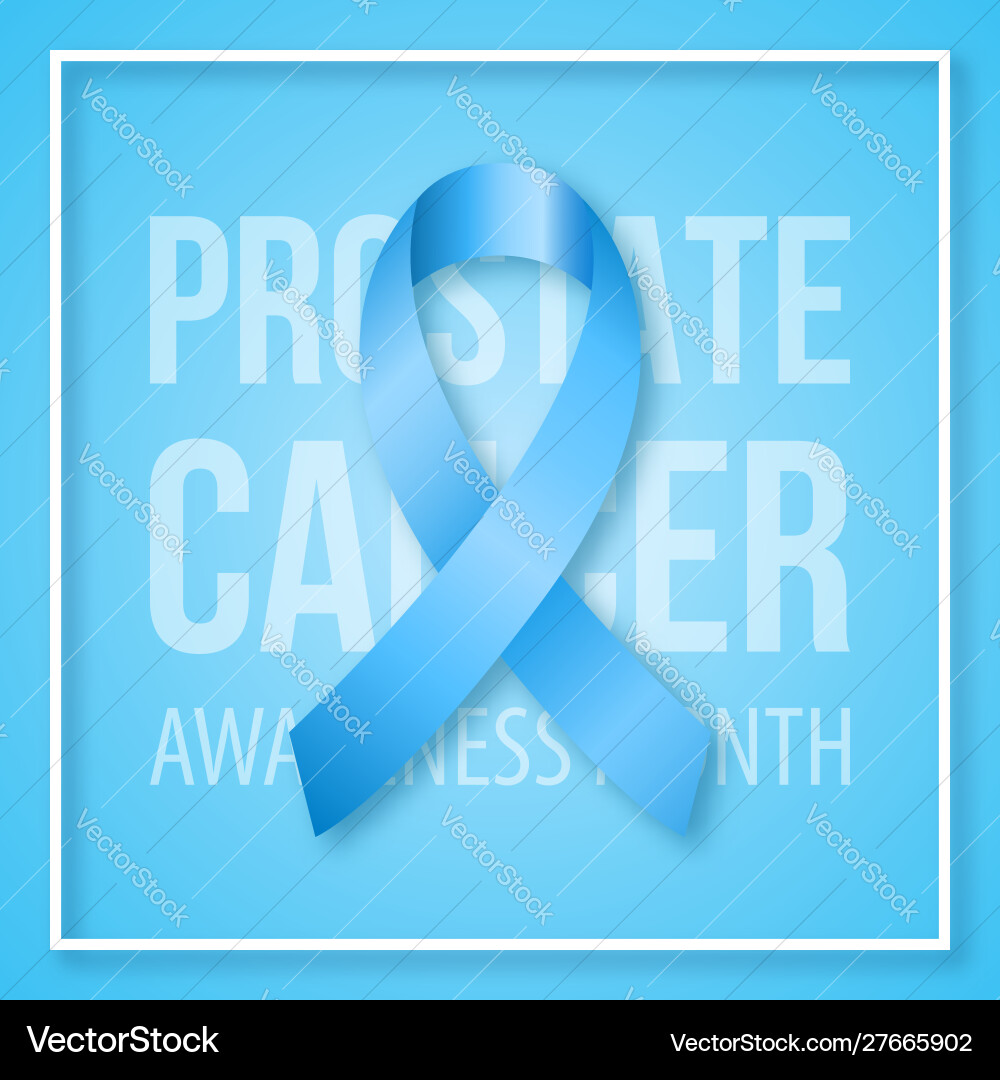 Realistic blue ribbon symbol prostate cancer Vector Image