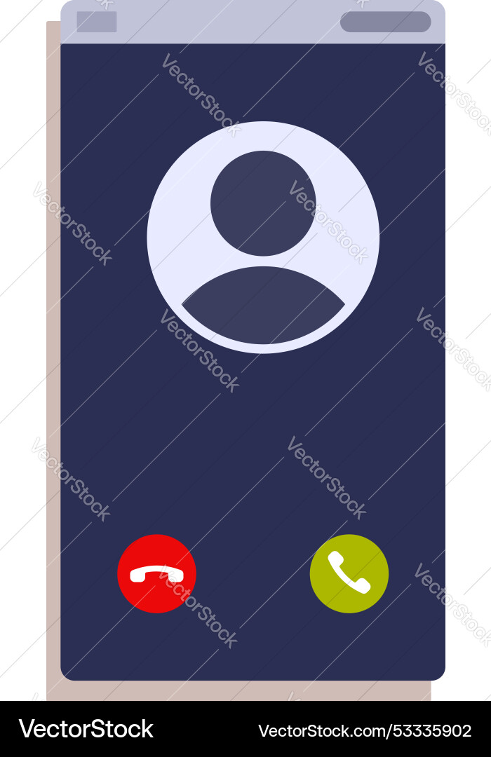 Smartphone showing incoming call screen Royalty Free Vector