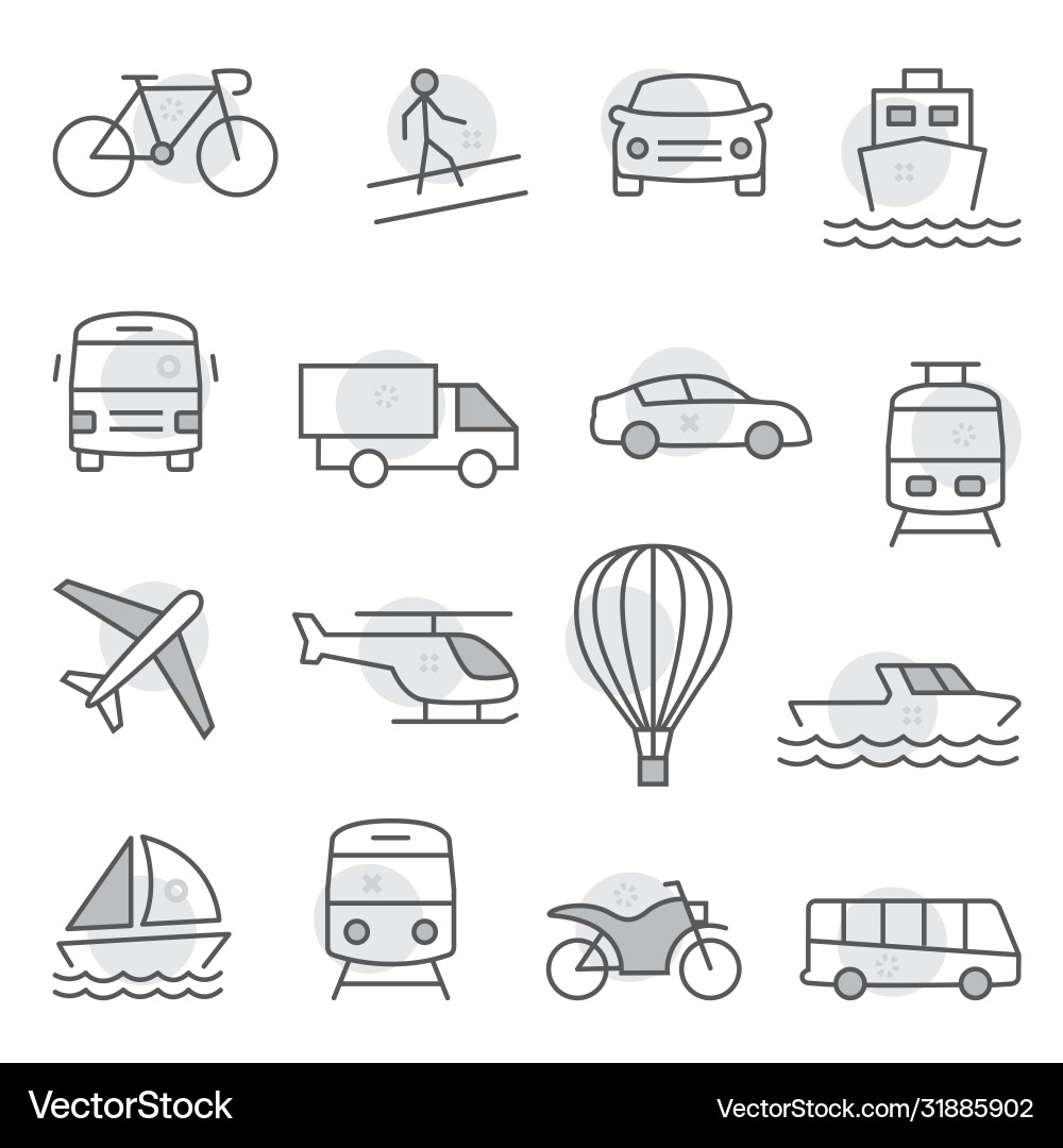 Transport icons set on white background Royalty Free Vector
