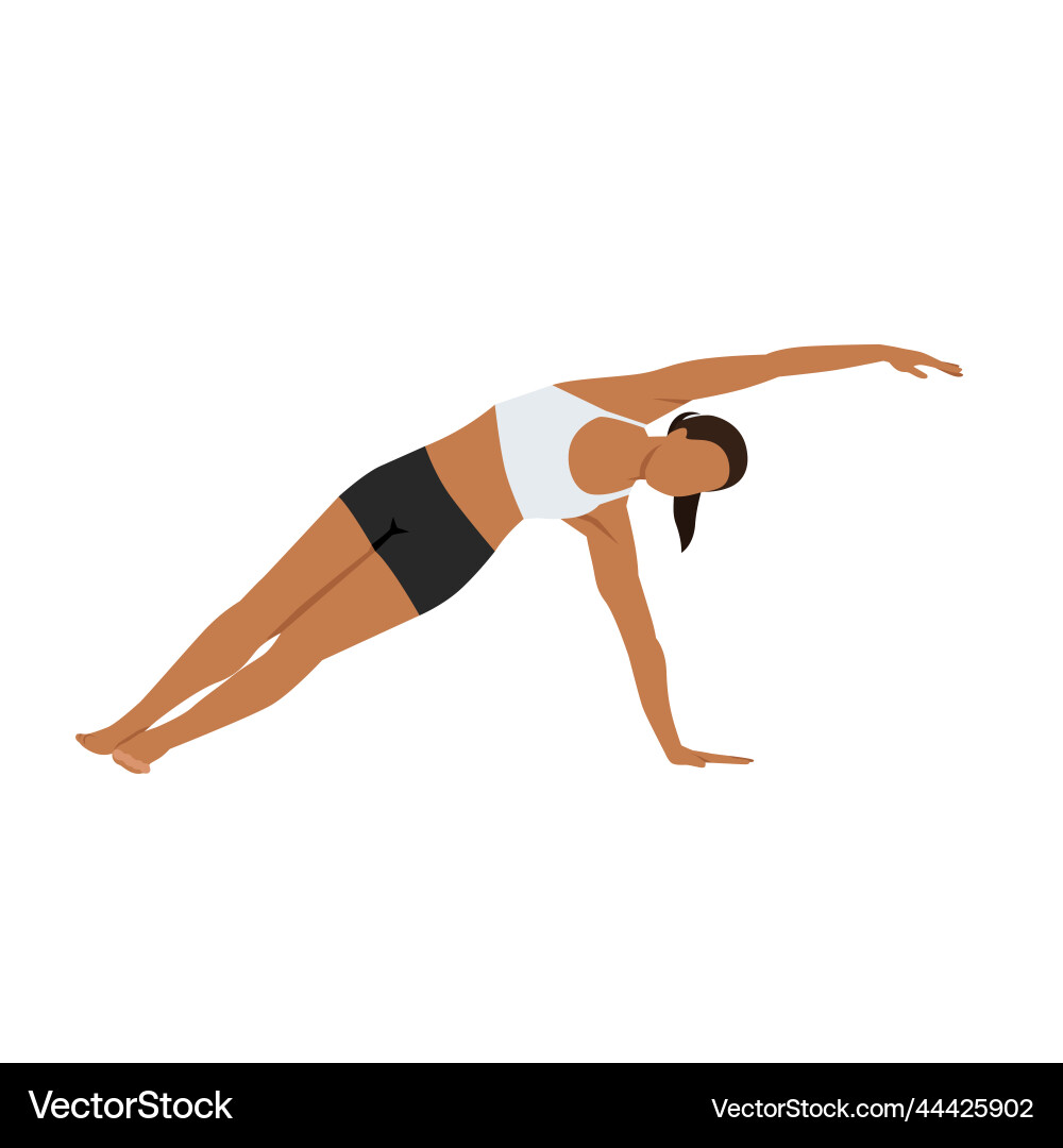 Woman doing side plank with stretch exercise Vector Image