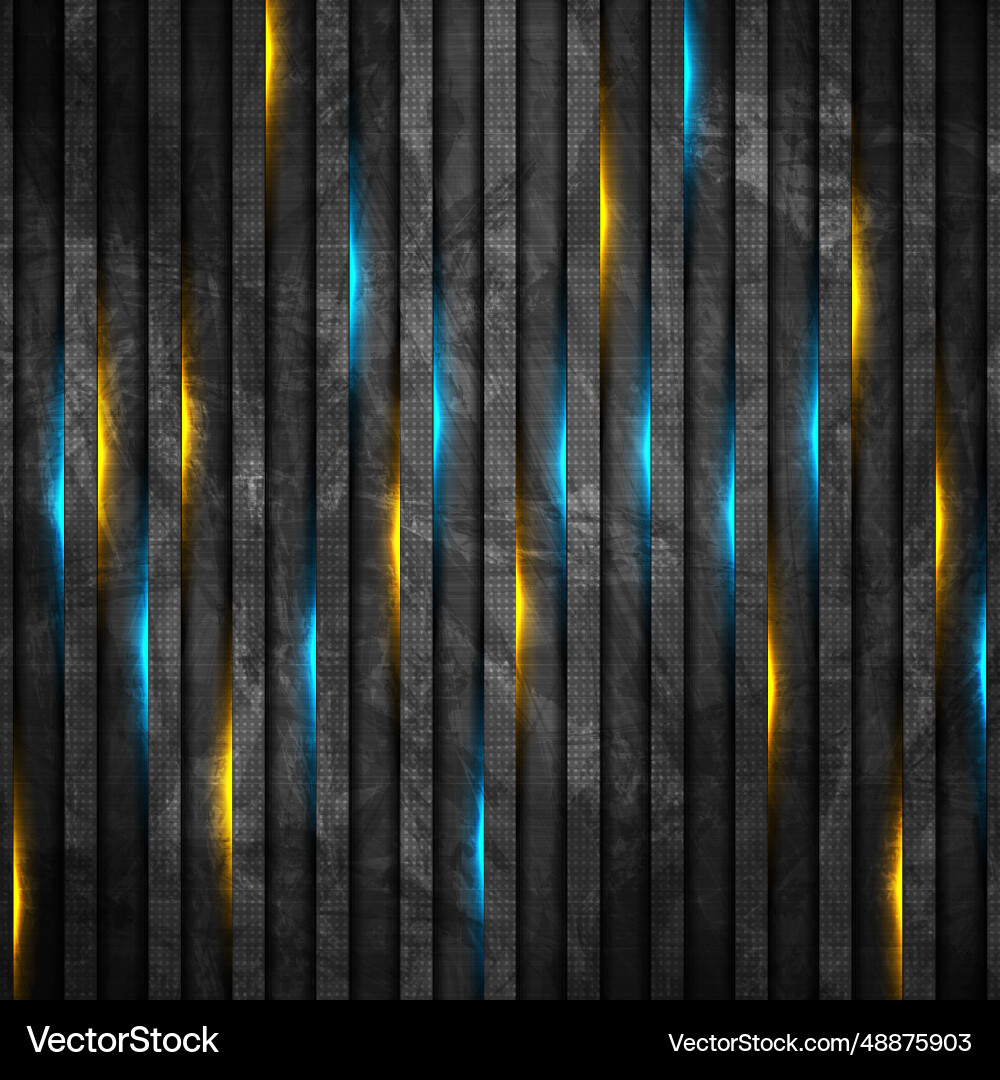 Abstract black stripes with blue orange neon Vector Image