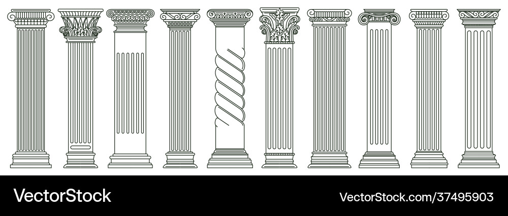 Ancient classic pillars greek and roman Royalty Free Vector