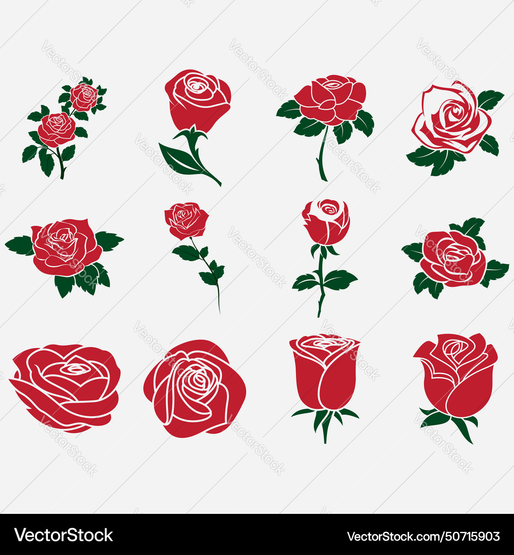 Collection of rose flower logos Royalty Free Vector Image
