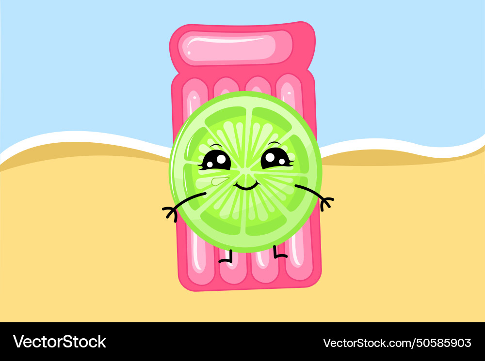 Cute and happy lime on the float cartoon Vector Image