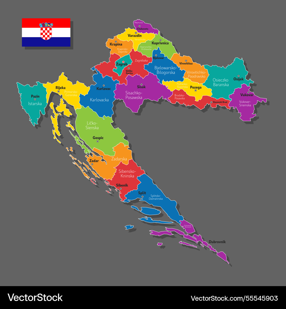 Map of croatia Royalty Free Vector Image - VectorStock