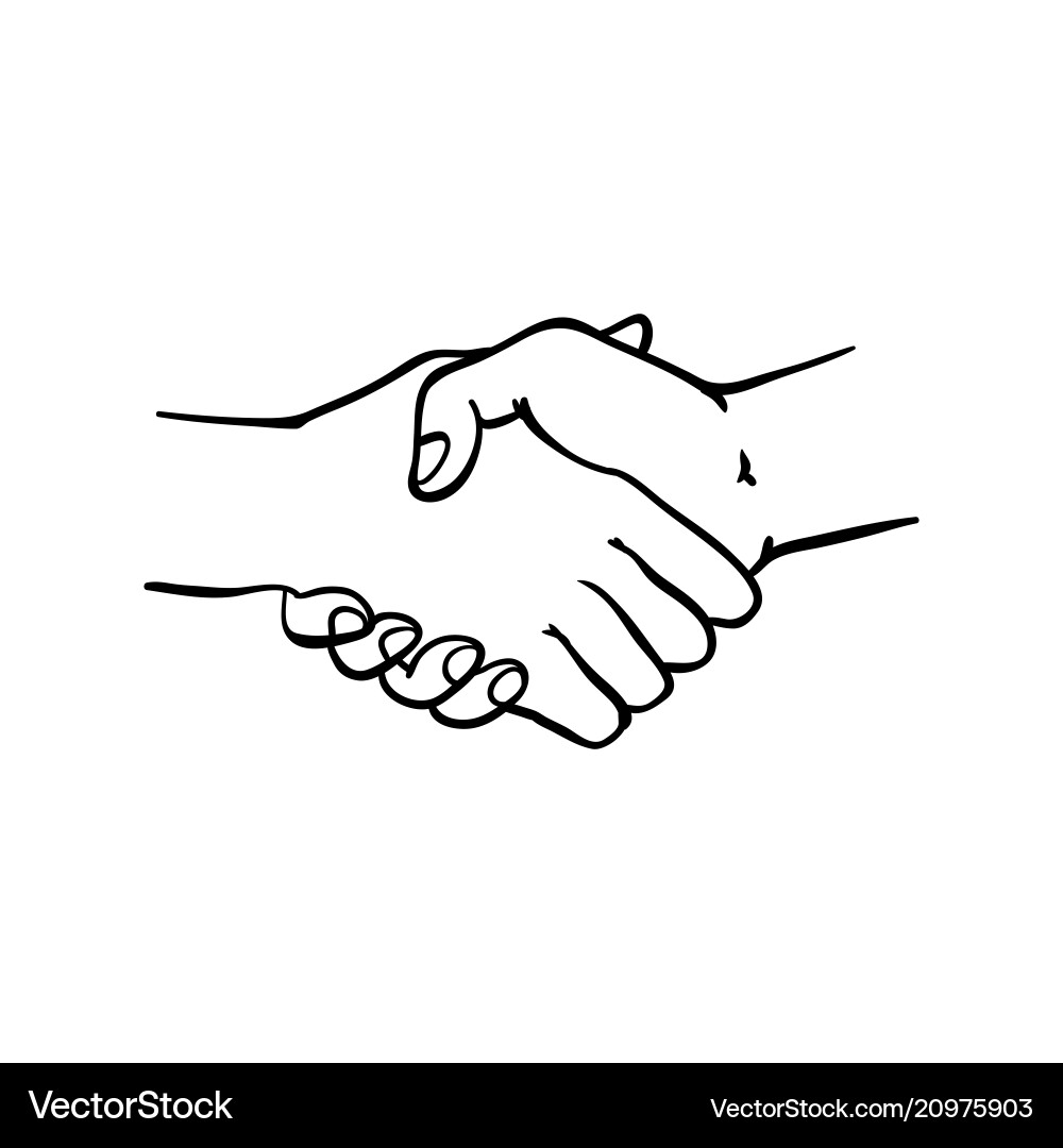 Two human hands shaking symbol in sketch style Vector Image
