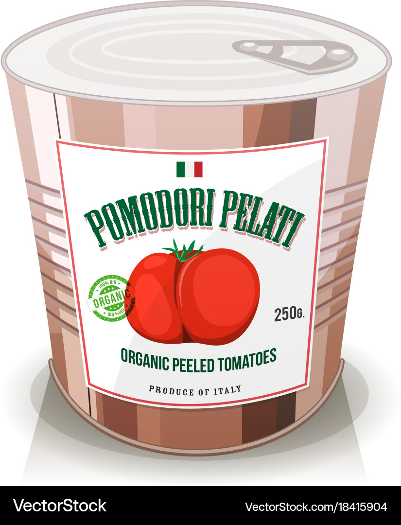 Bio geschälte Tomaten in can Royalty Free Vector Image