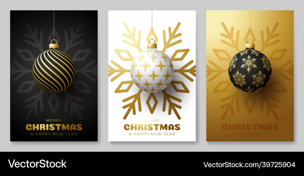 Christmas ball simple poster set Royalty Free Vector Image
