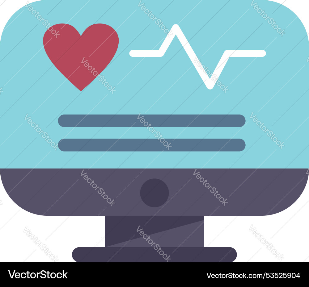 Computer monitor displaying heartbeat rate Vector Image Computer monitor displaying heartbeat rate Vector Image