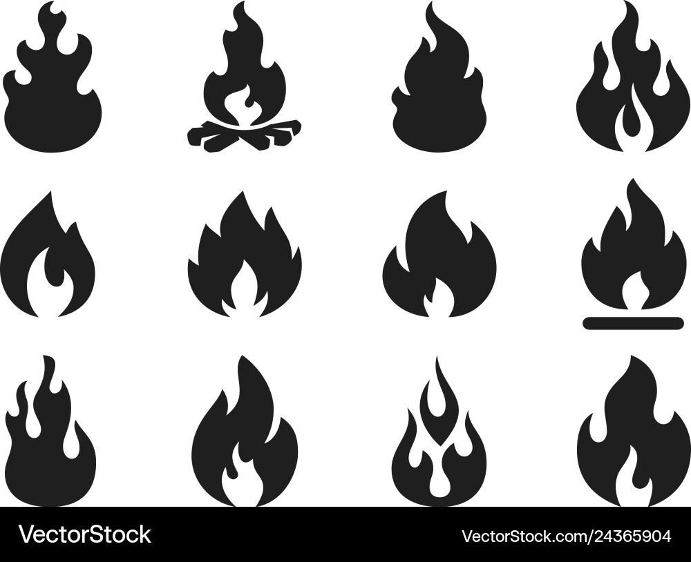 Feuerflammen silhouette flaming campfire heiß Vektorbild