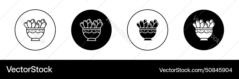 Iftar meal ramadan icon set date plate Royalty Free Vector