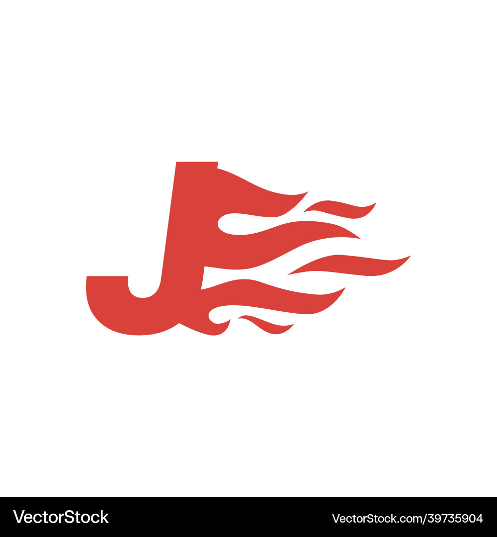 J letter fire flame hot uppercase logo icon Vector Image