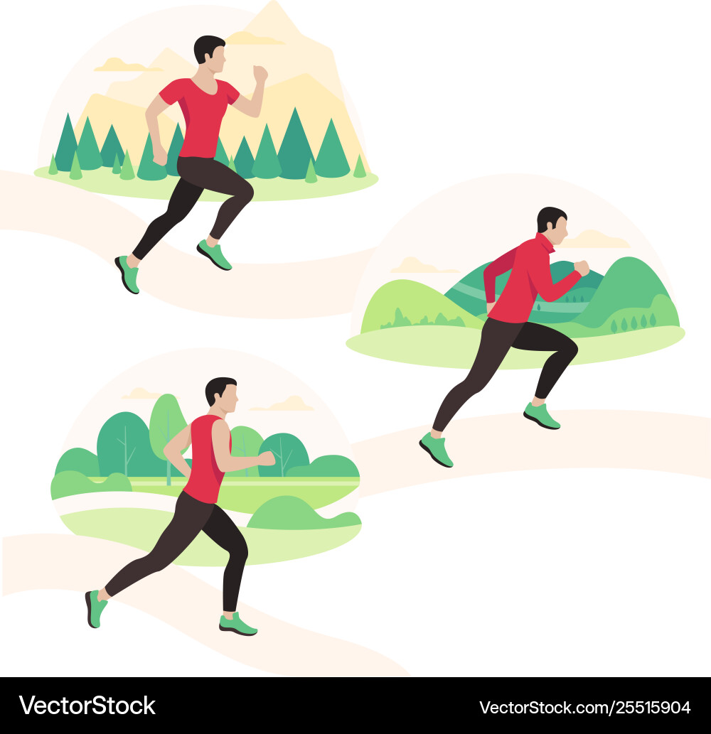 Jogging and running people runners in motion Vector Image
