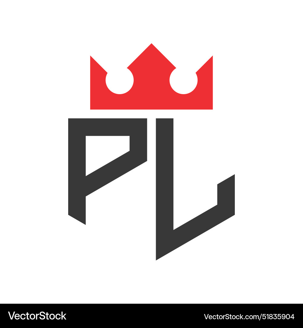 Letter pl crown logo crown on letter pl logo Vector Image