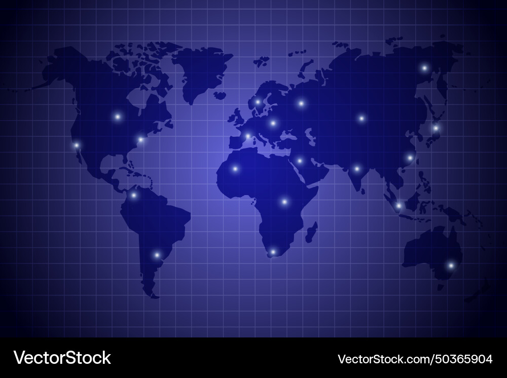 Radar dots of lights over world map Royalty Free Vector