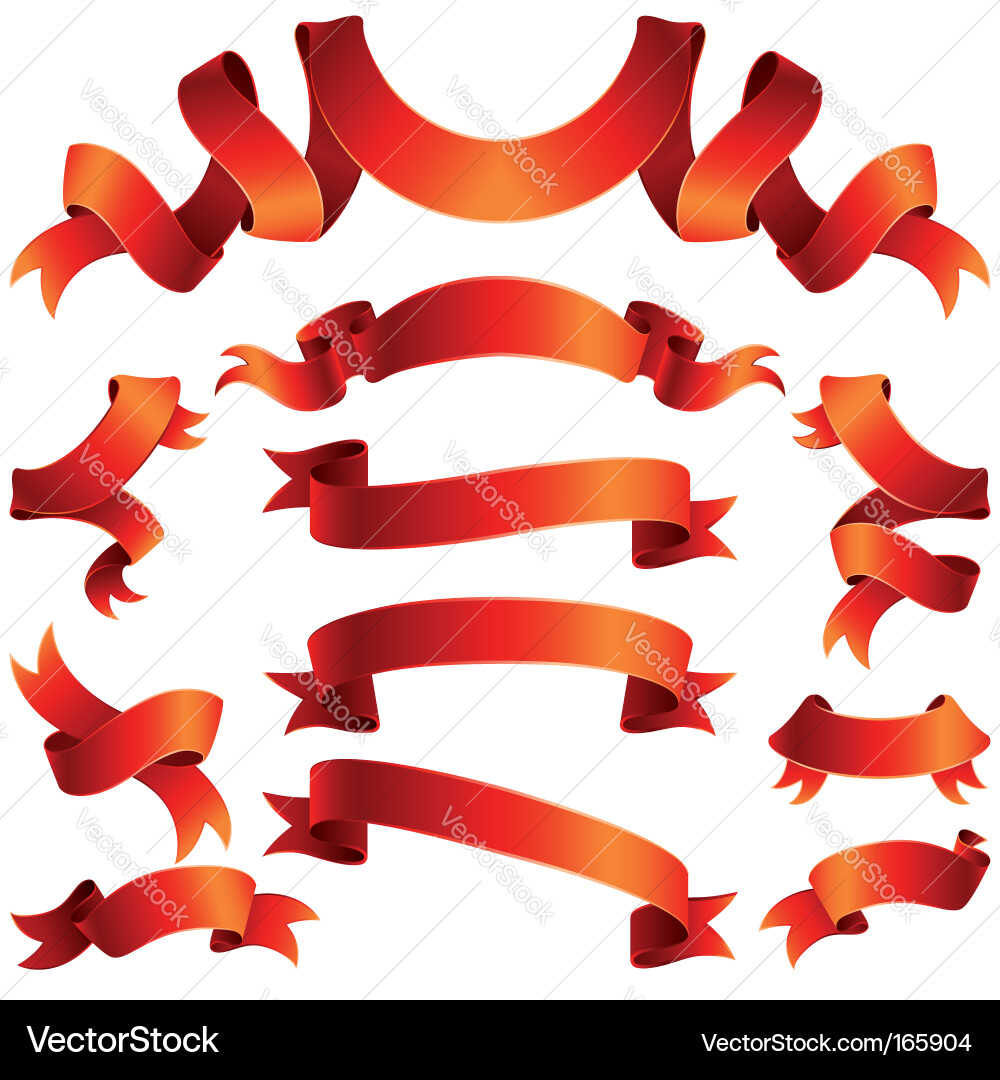 Red ribbons Royalty Free Vector Image - VectorStock