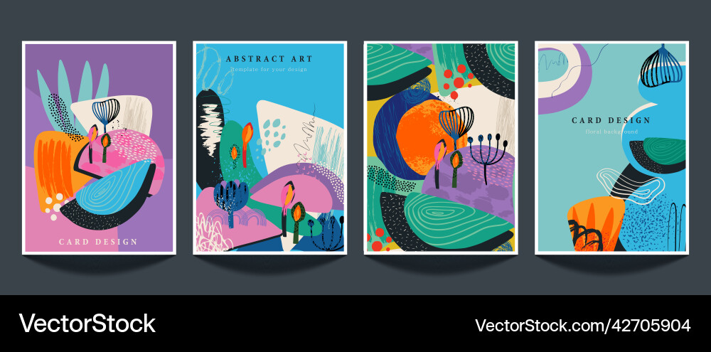 Set of four pre-made cards or posters Royalty Free Vector