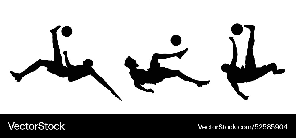 Soccer player scissors move silhouette Royalty Free Vector
