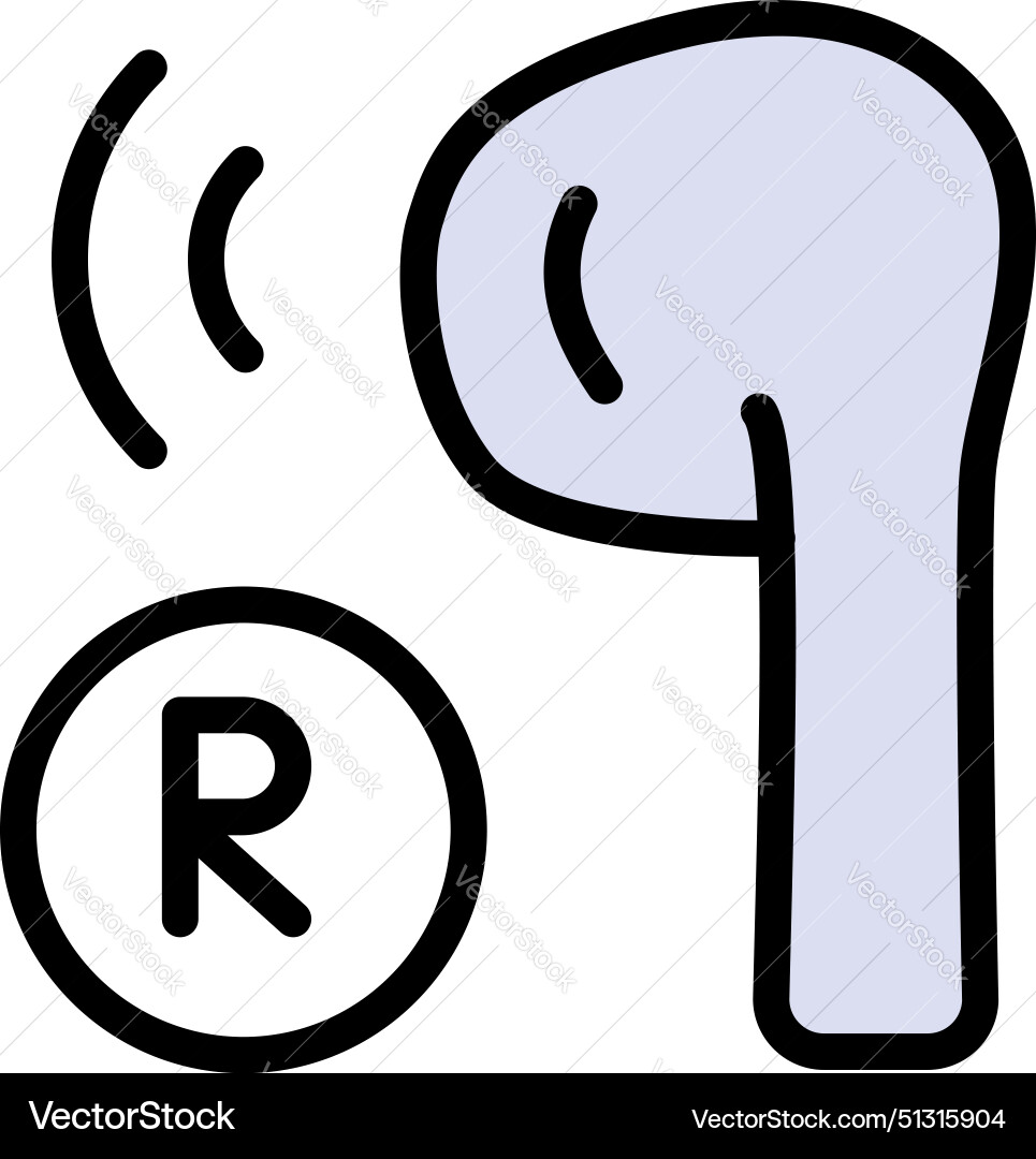 Wireless right earbud color icon flat sign Vector Image