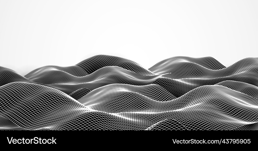 Abstract waves is made in a wireframe style Vector Image