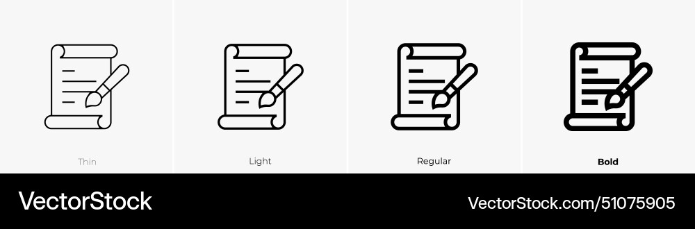 Calligraphy icon thin light regular and bold Vector Image