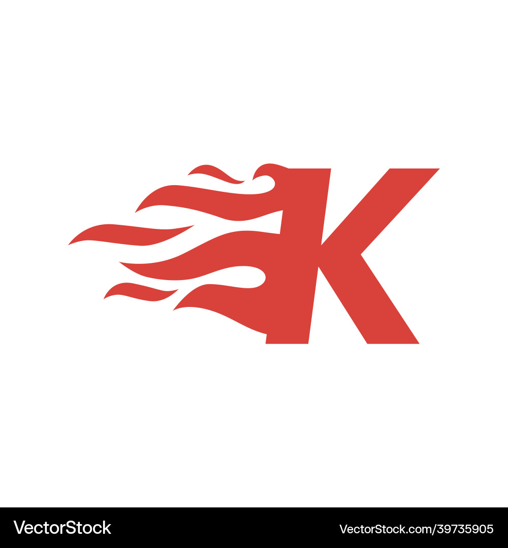 K letter fire flame hot uppercase logo icon Vector Image