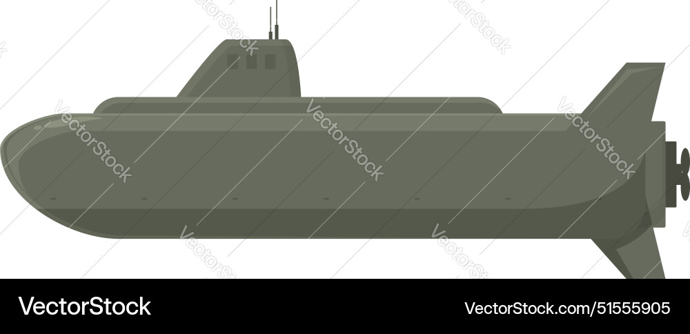 Large nuclear submarine patrolling the ocean Vector Image