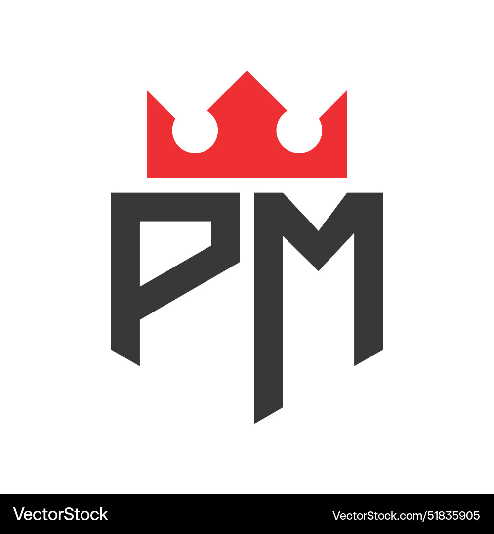 Letter pm crown logo Royalty Free Vector Image
