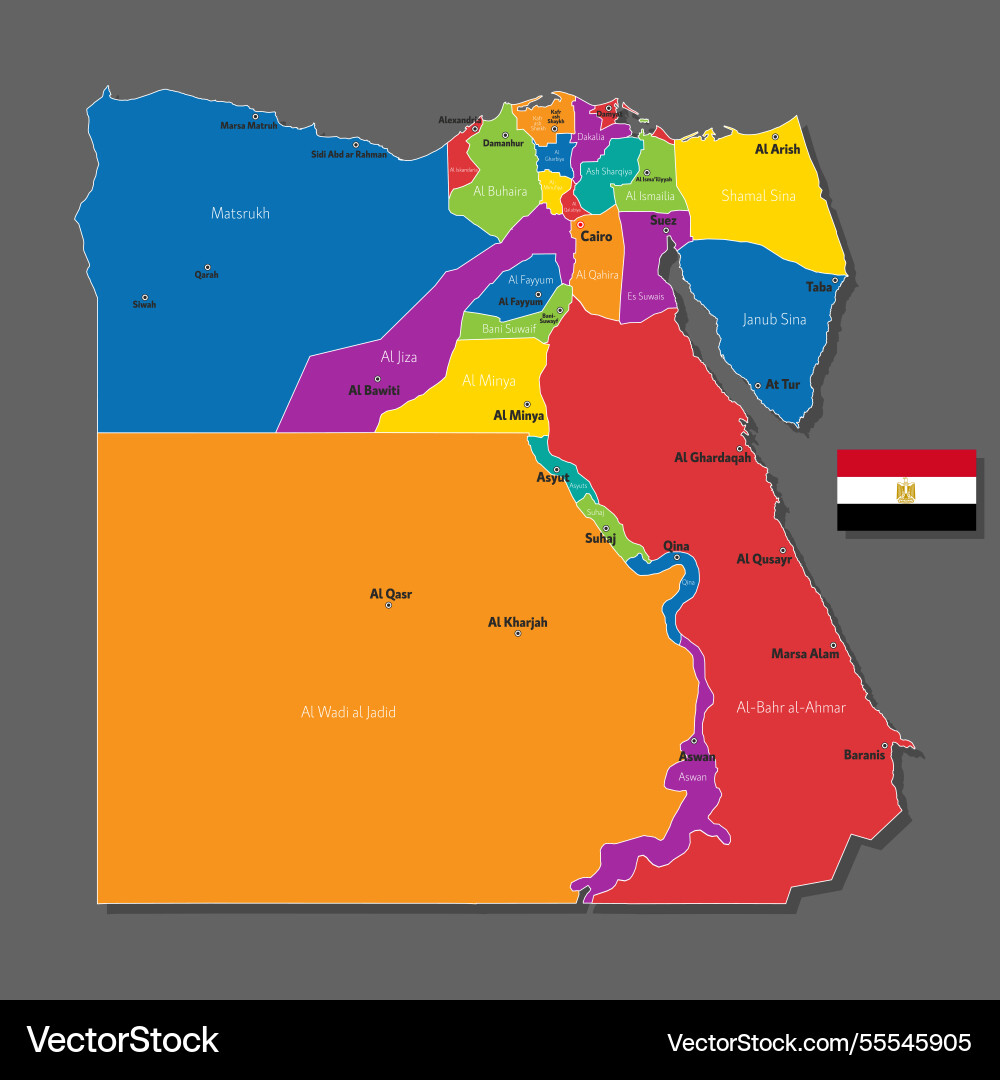 Map of egypt Royalty Free Vector Image - VectorStock