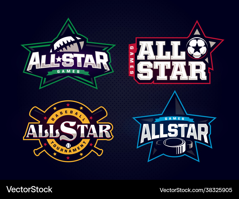Modern professional emblem all star collection Vector Image