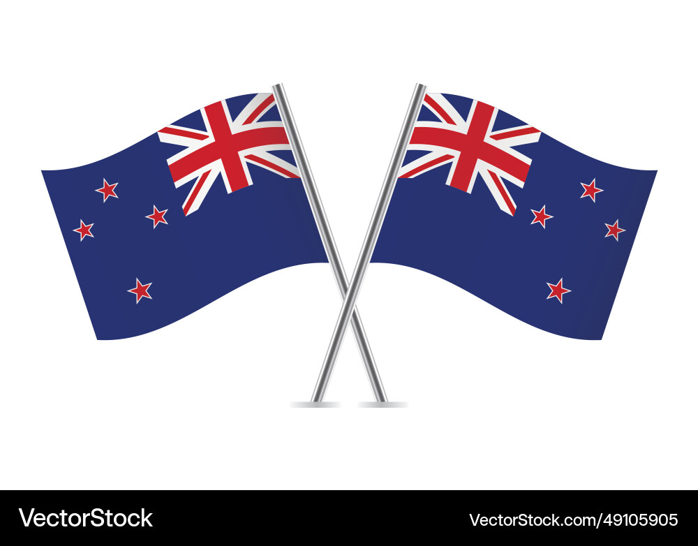 New zealand crossed flags Royalty Free Vector Image