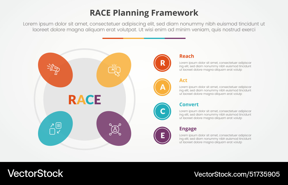 Race framework infographic concept for slide Vector Image
