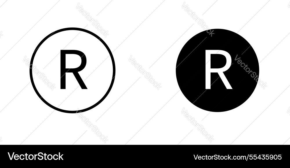 Registered icons thin line designs Royalty Free Vector Image