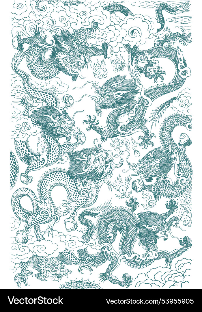 Traditional chinese dragon pattern Royalty Free Vector Image