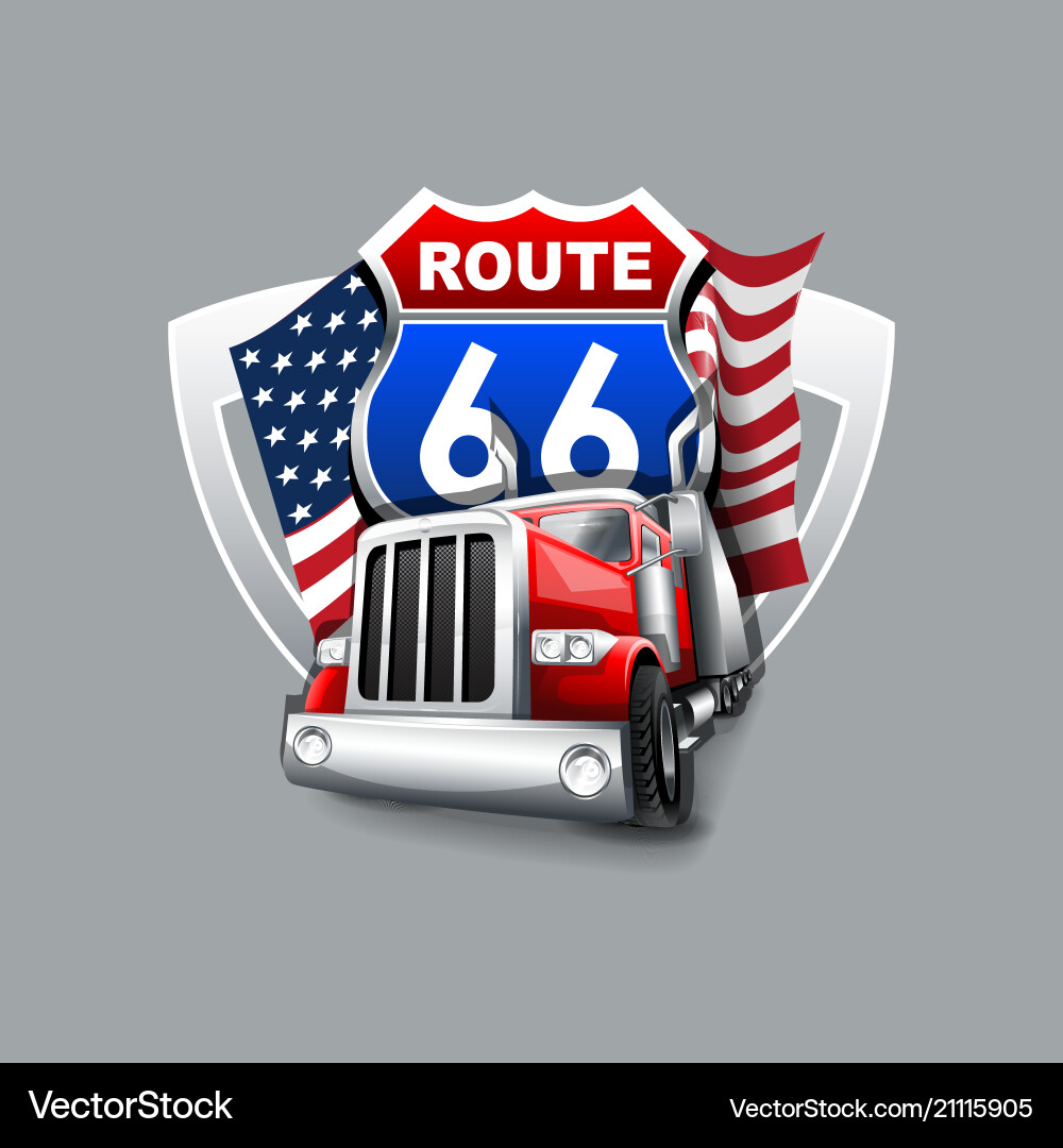 Vintage route 66 logo Royalty Free Vector Image
