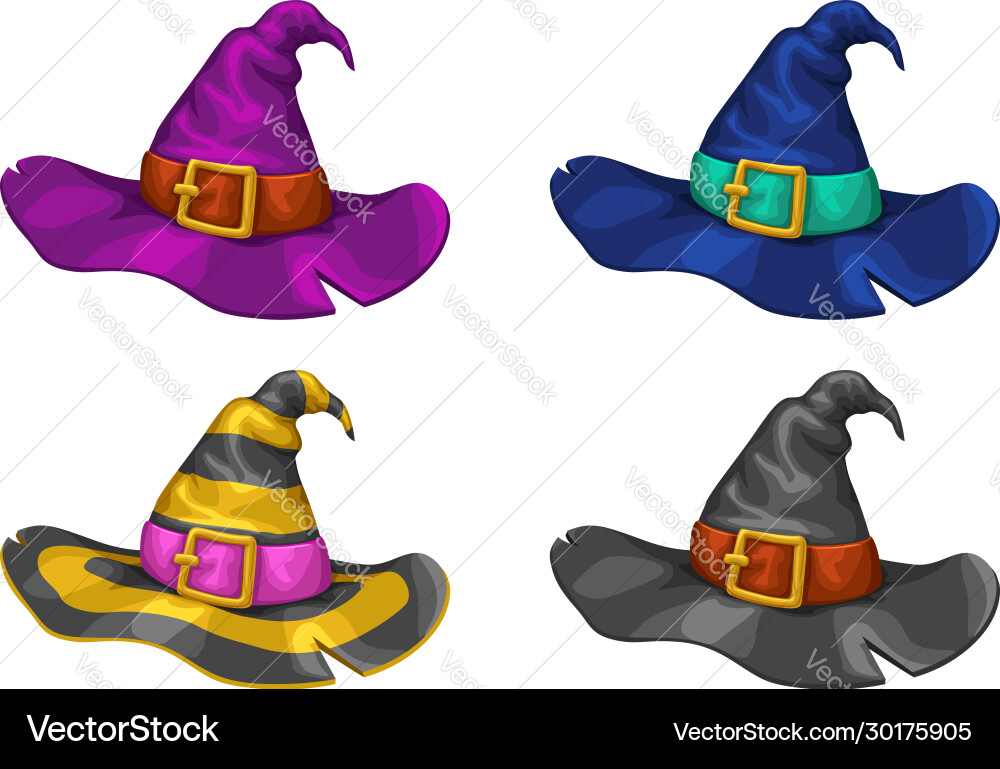 Witch Hats Set - Colorful Halloween Royalty Free Vector