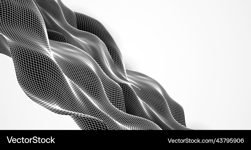 Abstract waves is made in a wireframe style Vector Image