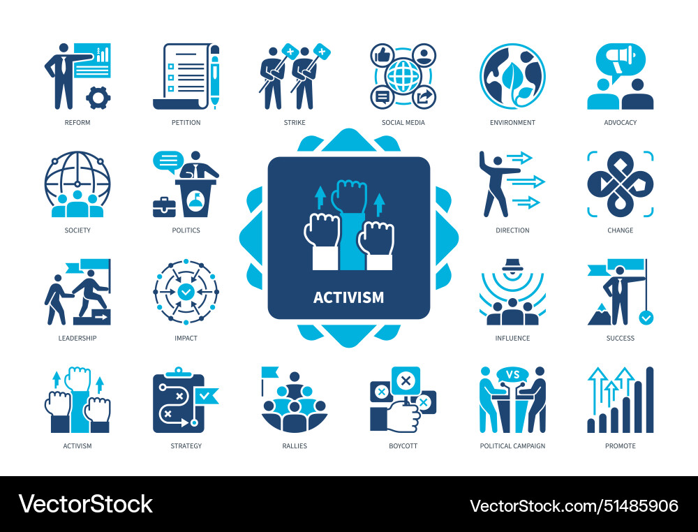 Activism Icon Set - Solid Style Royalty Free Vector Image