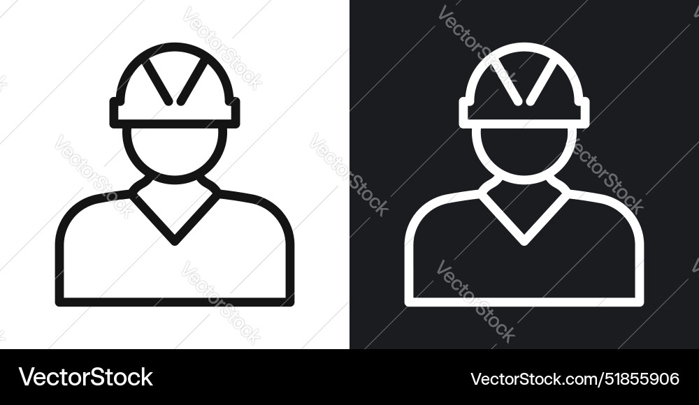 Builder icon set in black and white outlines Vector Image