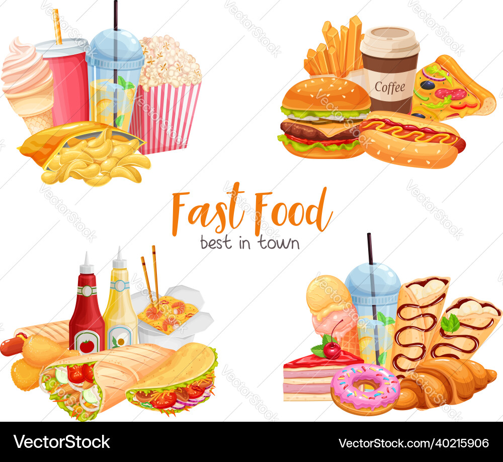 Diverse Fast Food Collection Royalty Free Vector Image