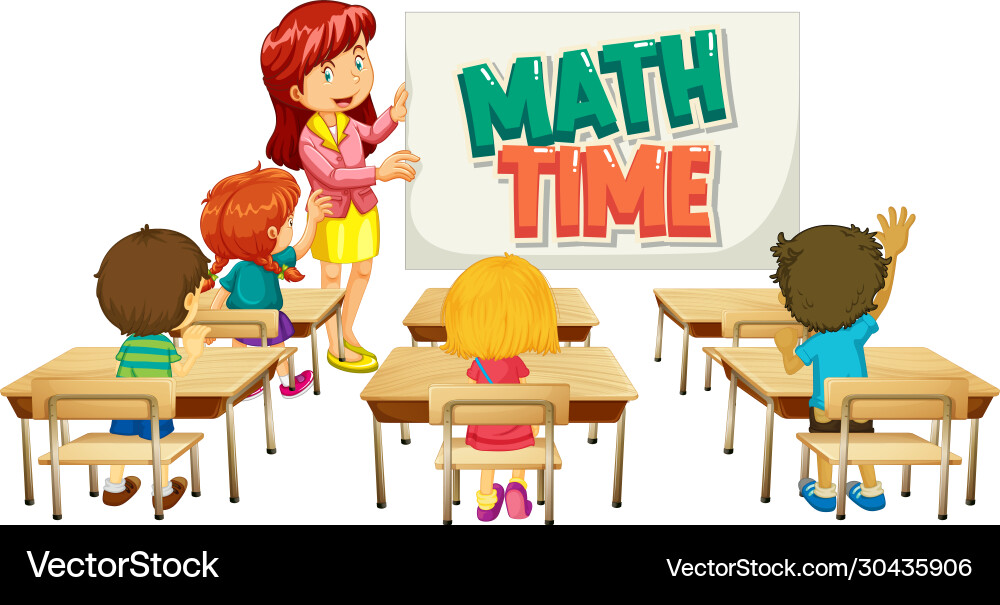 Font design for word math time with teacher Vector Image