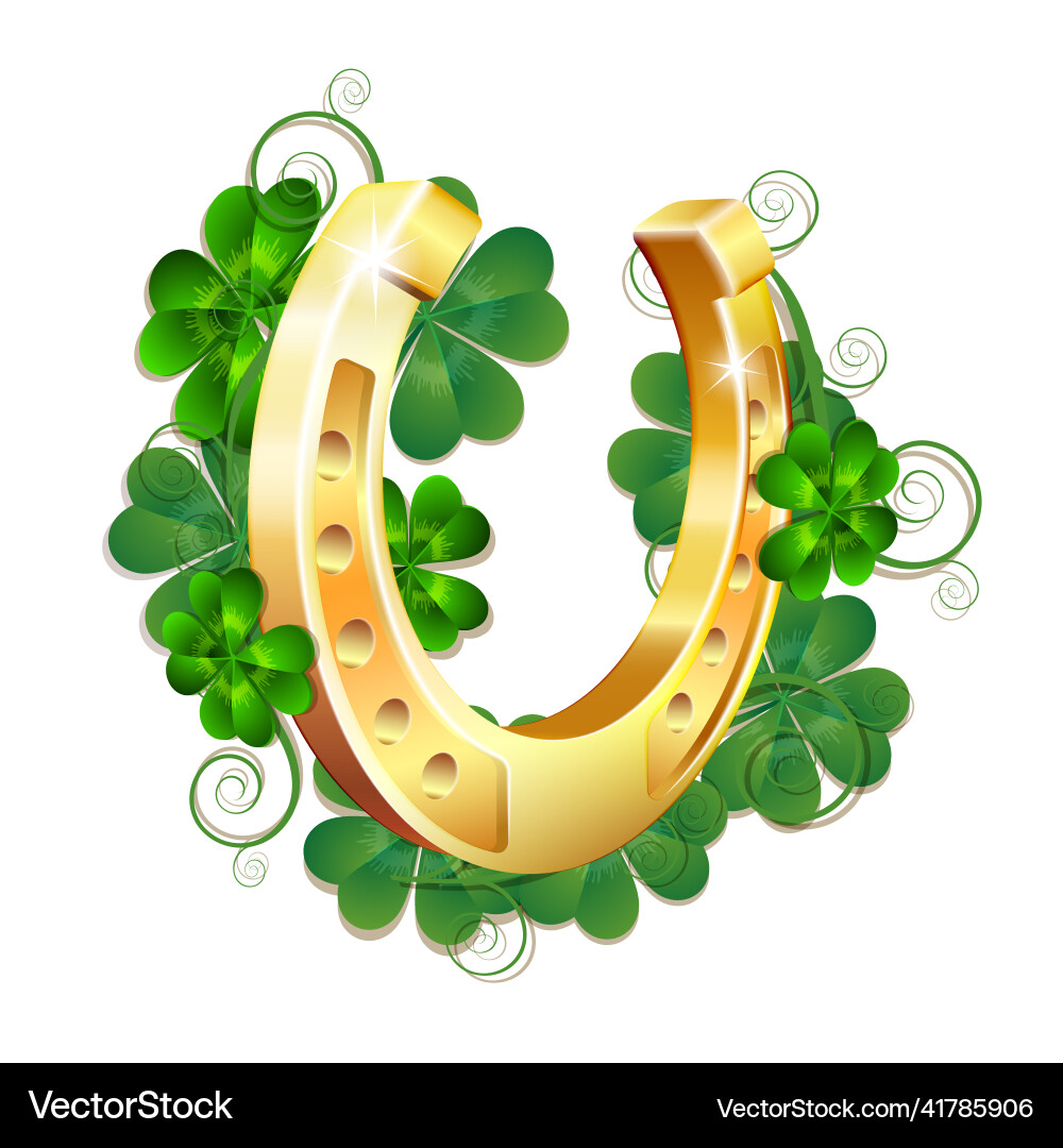 Golden Horseshoe Lucky Symbol Royalty Free Vector Image