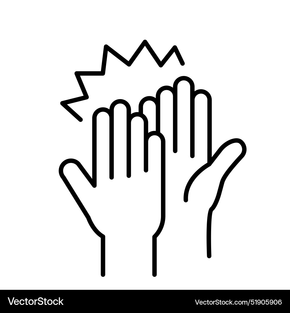Hi five icon in thin line style graphic design Vector Image