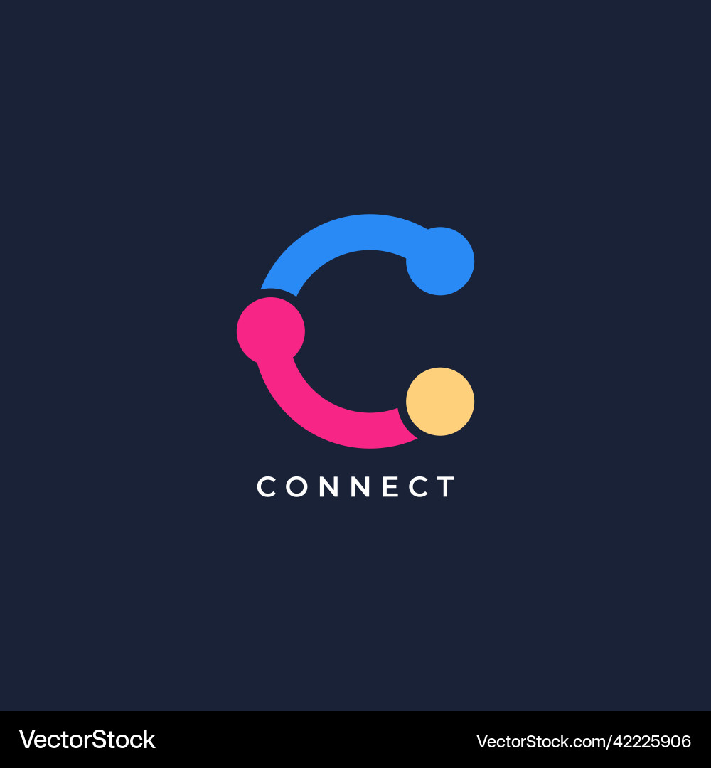 Initial letter c connect logo Royalty Free Vector Image