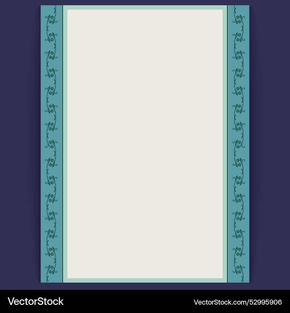Minimal teal floral border design template Vector Image